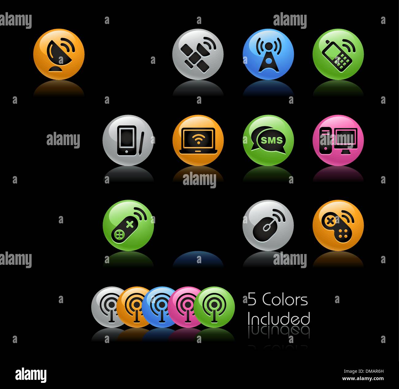Wireless & Communications Icons // Gelcolor Series Stock Vector Image ...
