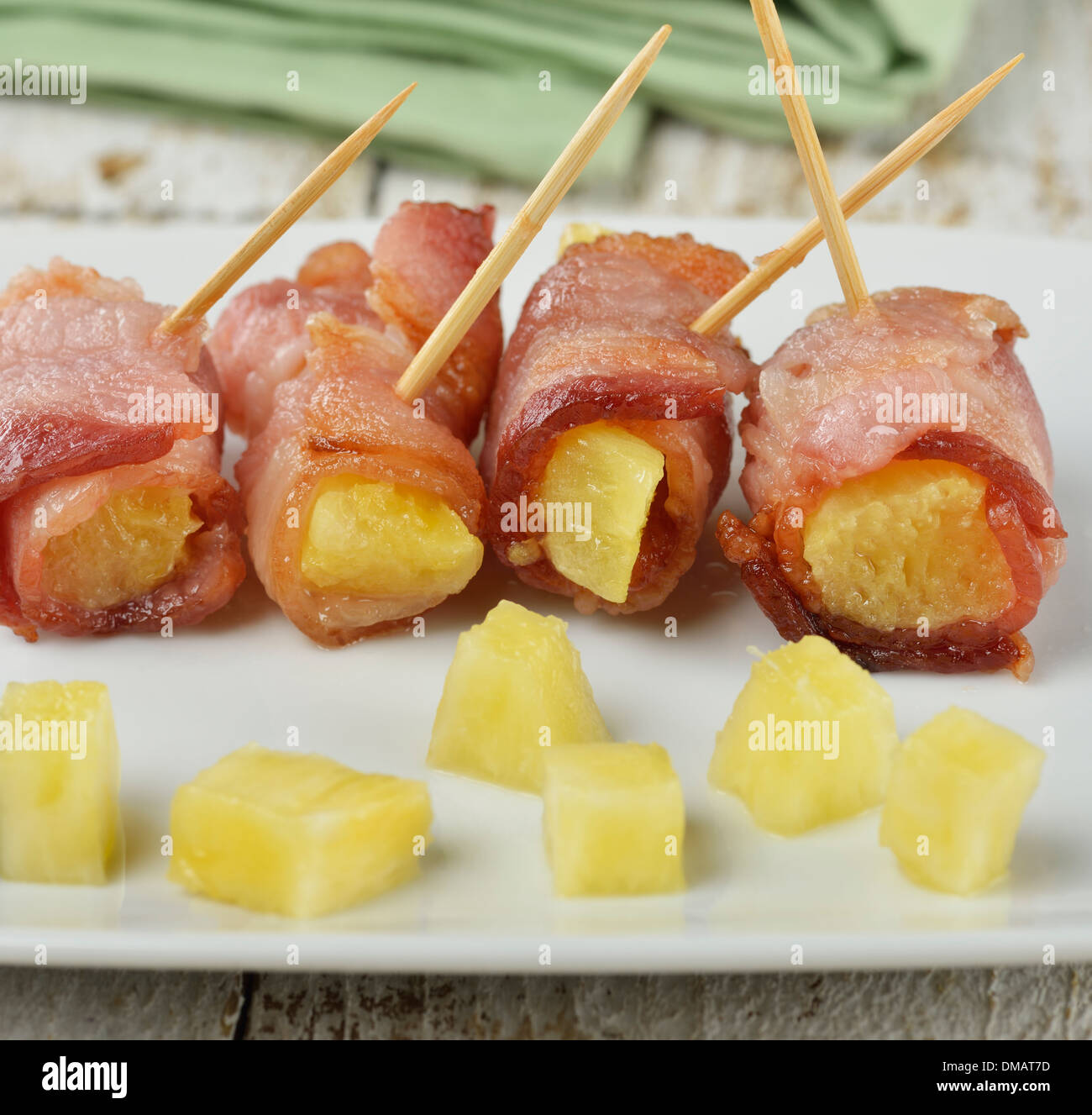 Bacon And Pineapple Appetizer Rolls Stock Photo - Alamy