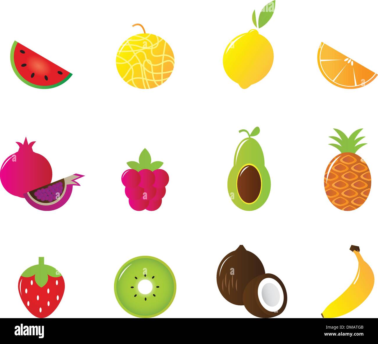 Juicy Fruit Icons Set isolated on white Stock Vector Image & Art - Alamy