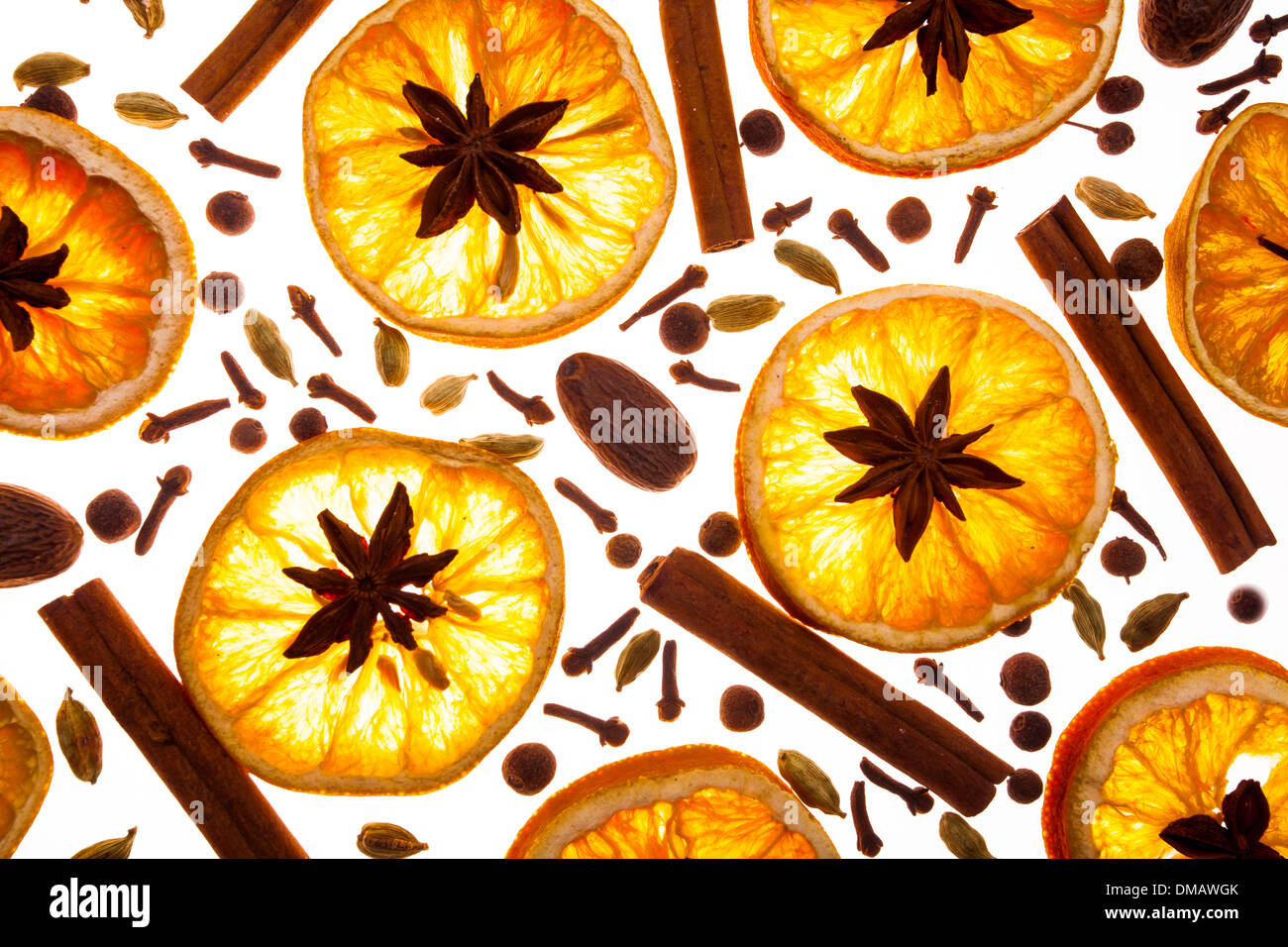 Christmas background with spices and dry orange's slices Stock Photo ...
