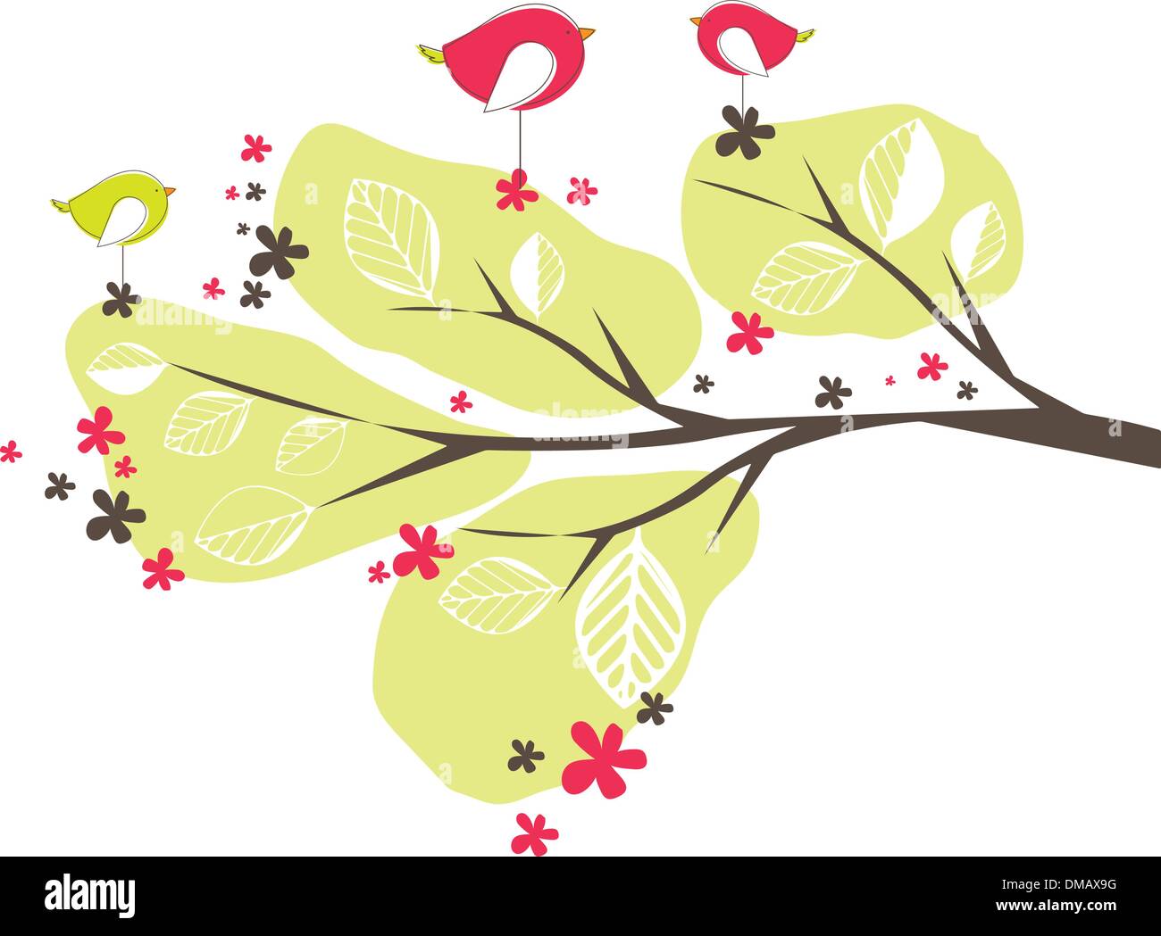 Background with birds, tree. Vector illustration Stock Vector Image ...