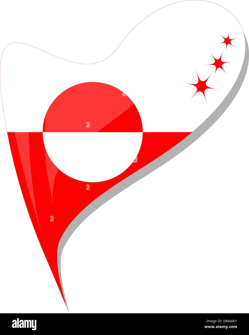 greenland in heart. Icon of greenland national flag. vector Stock ...