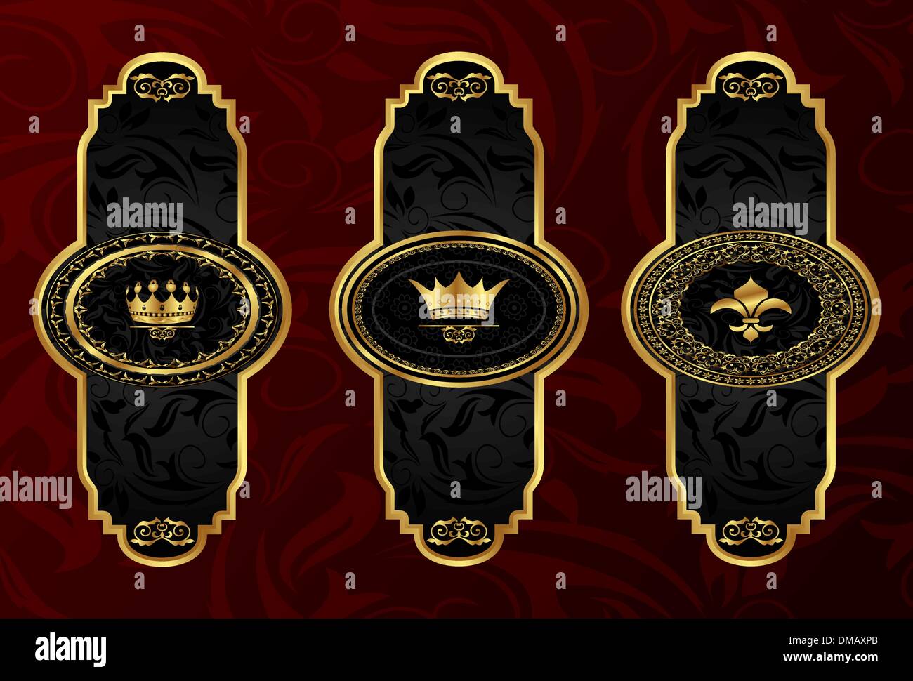 set gold vintage labels with design elements Stock Vector Image & Art ...