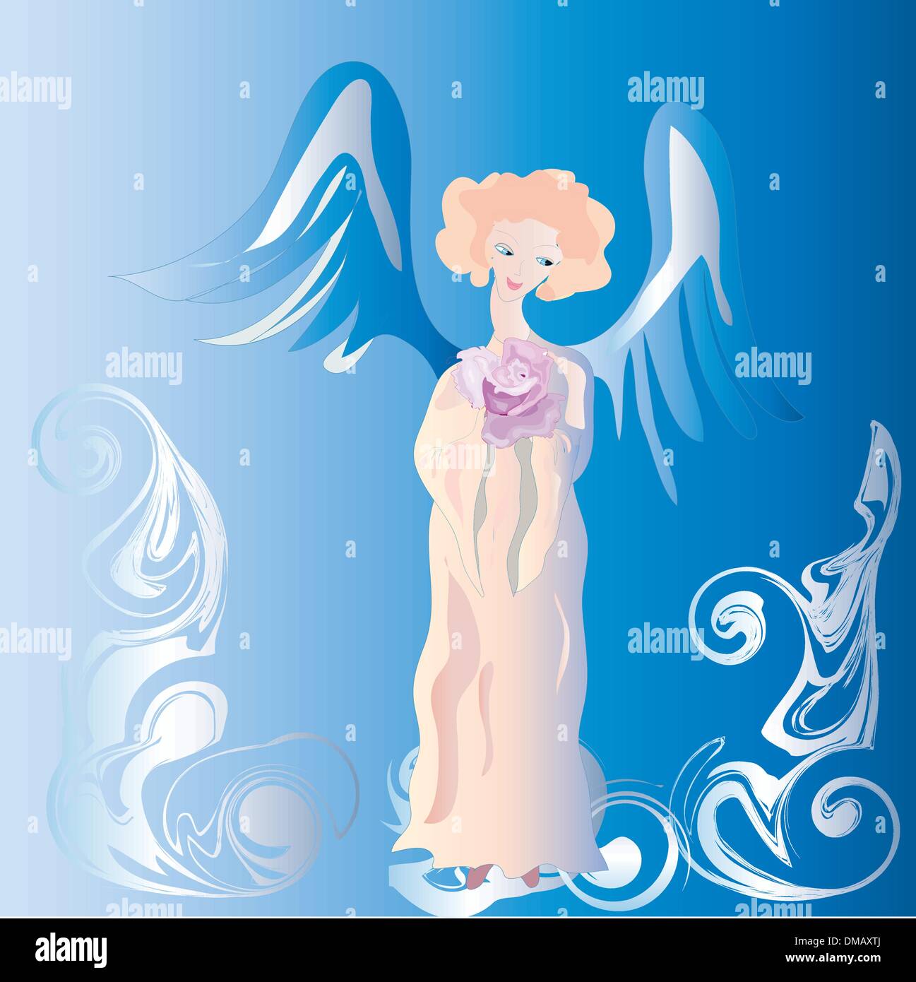 Angel with rose Stock Vector Image & Art - Alamy