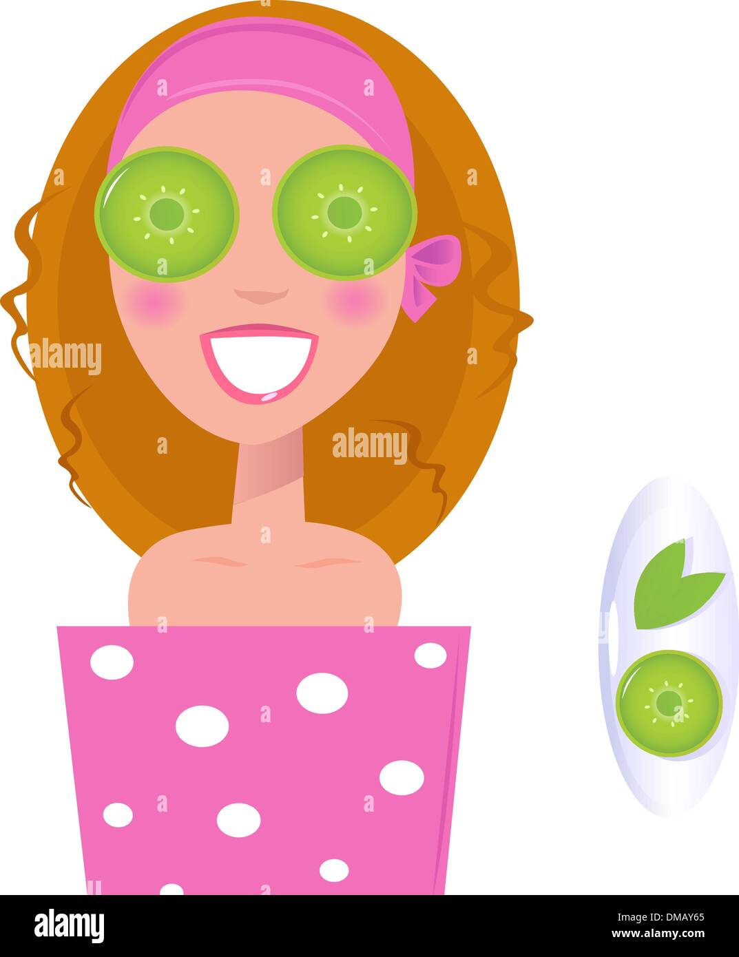 Woman cucumber eyes spa Stock Vector Images - Alamy