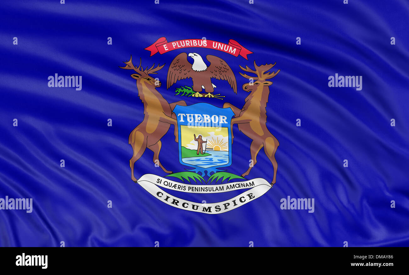 3D Michigan Flag Stock Photo - Alamy