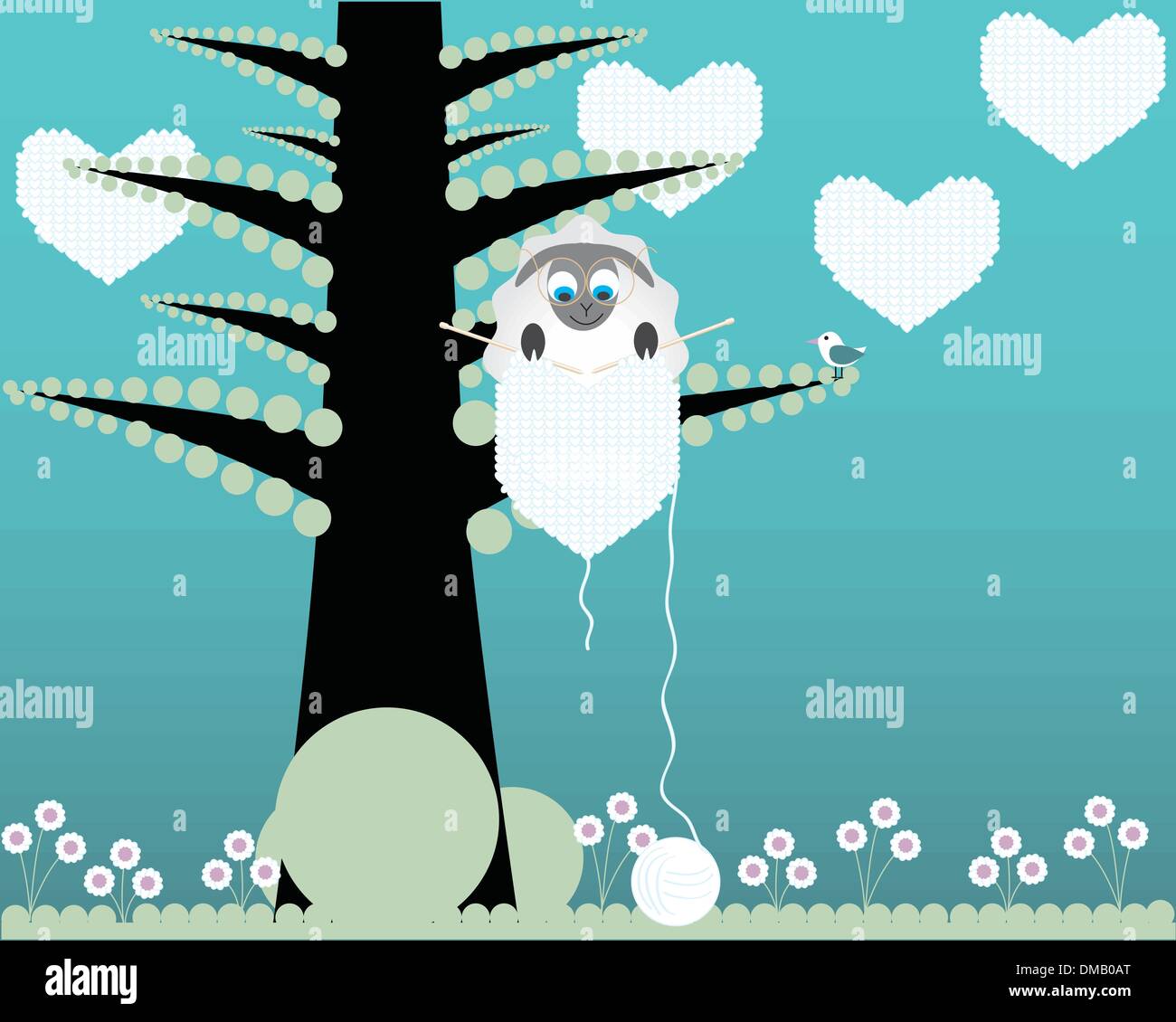 Happy lambs on grass Stock Vector Images - Alamy