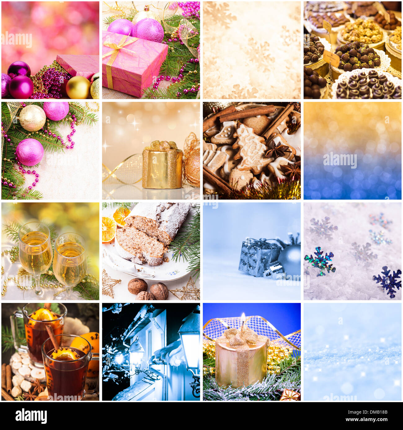 Christmas cooking and decor - collage from sixteen photos Stock Photo ...