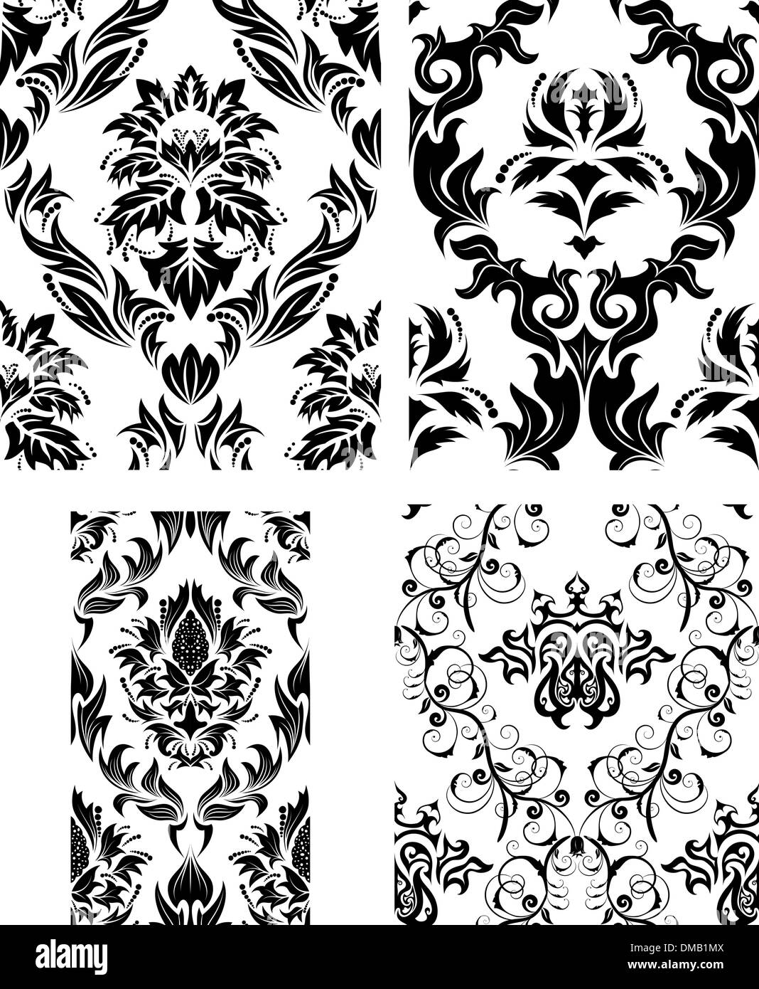 seamless damask patterns set Stock Vector Image & Art - Alamy