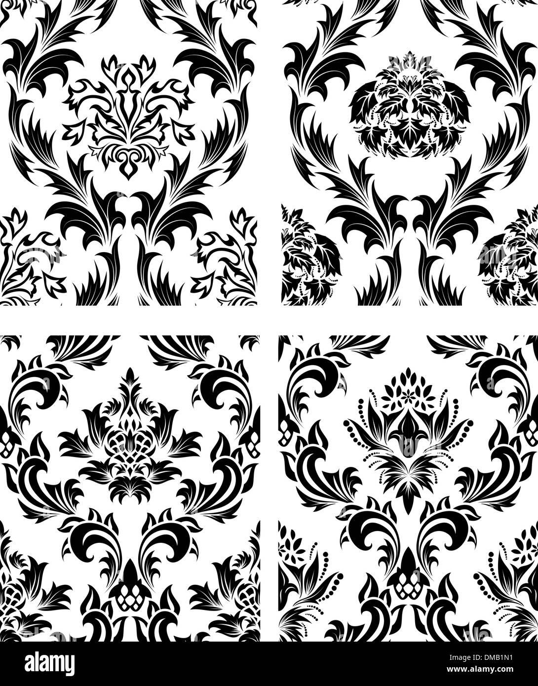 seamless damask patterns set Stock Vector Image & Art - Alamy