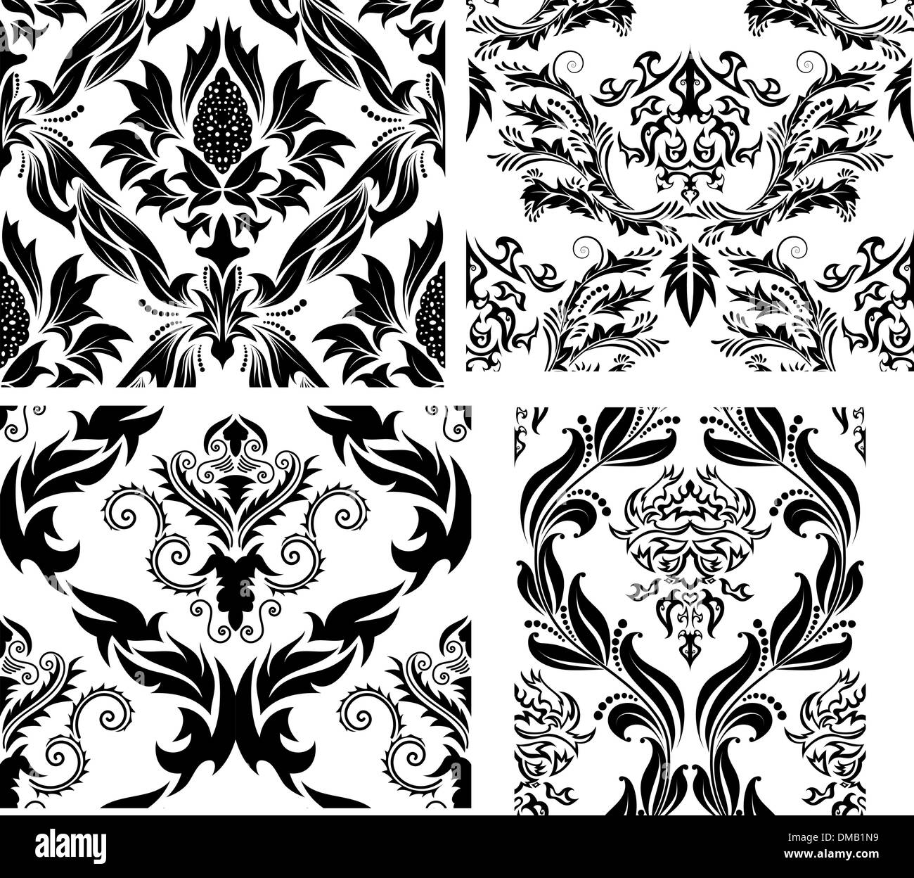 seamless damask patterns set Stock Vector Image & Art - Alamy