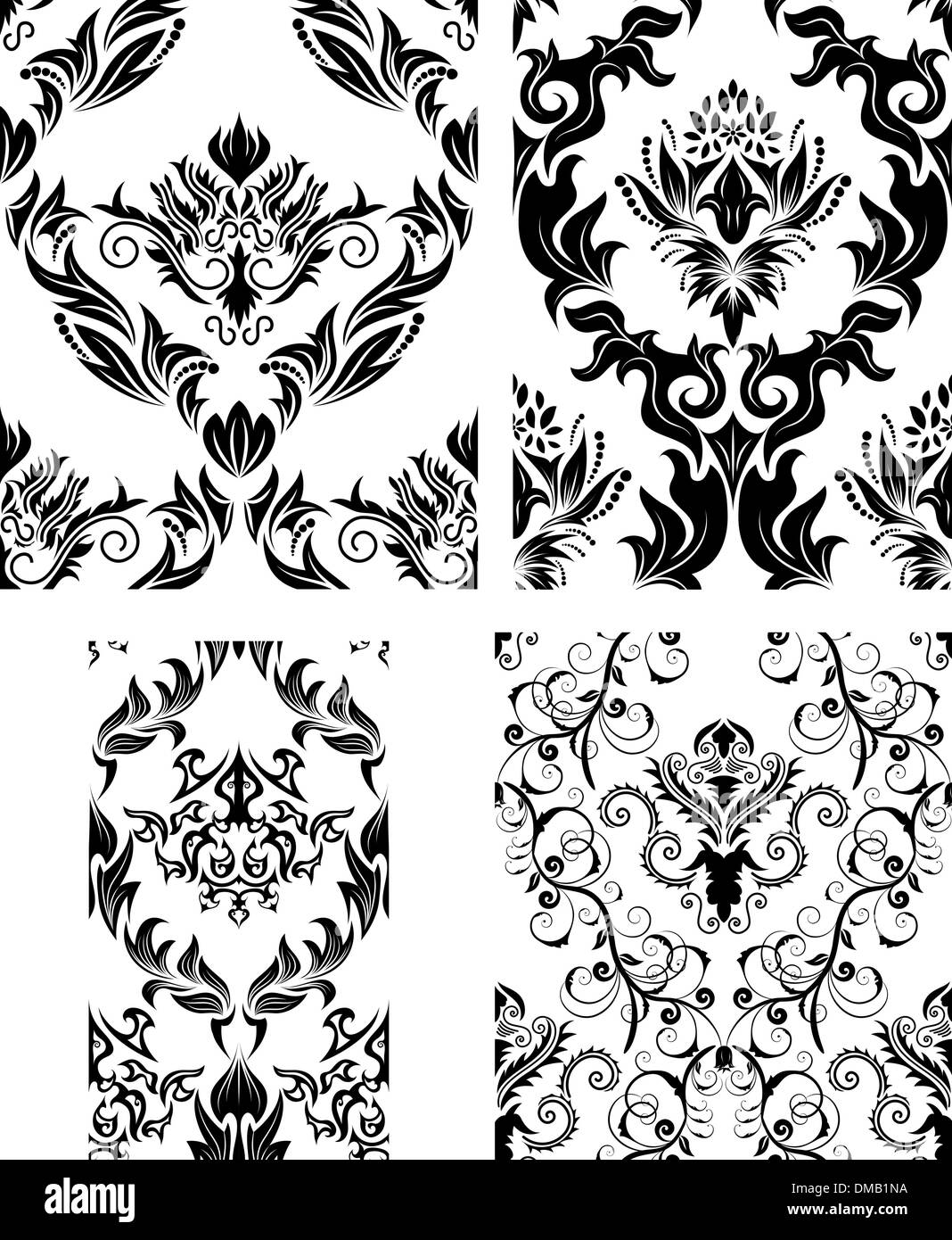 seamless damask patterns set Stock Vector Image & Art - Alamy