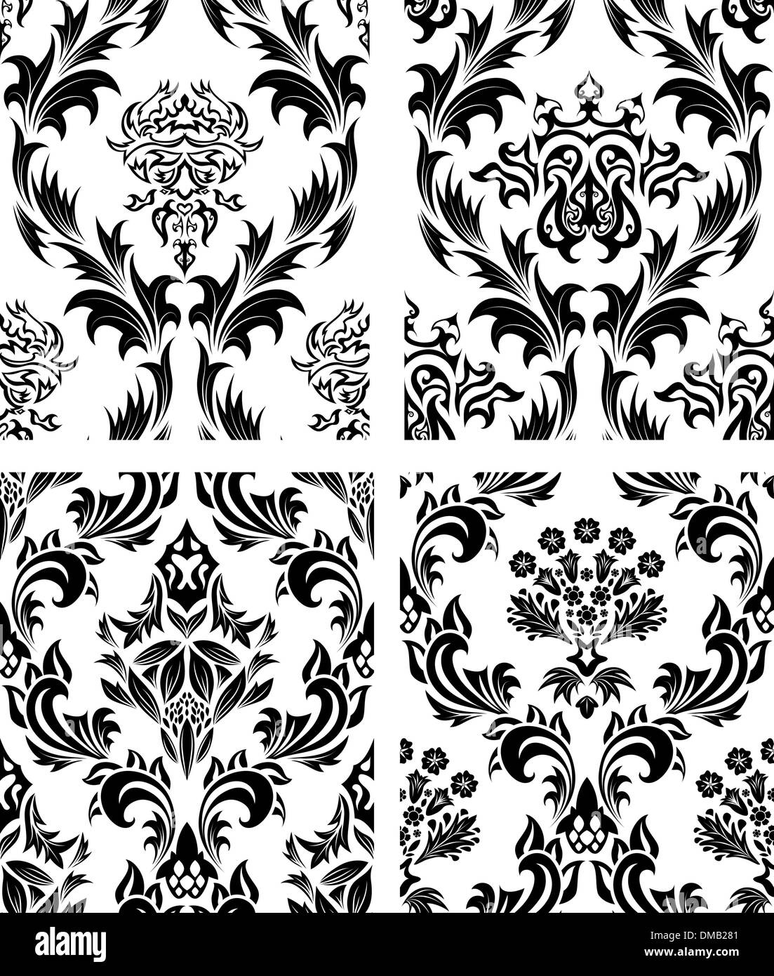 seamless damask patterns set Stock Vector Image & Art - Alamy