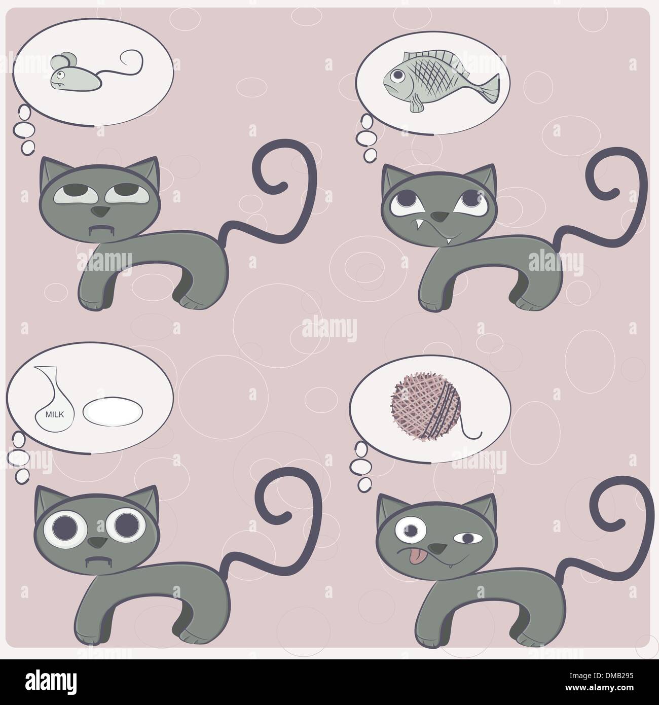 Cute cartoon cat thinking Stock Vector Image & Art - Alamy