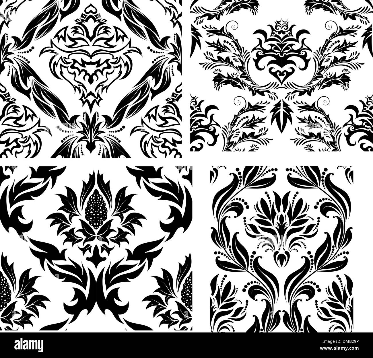 seamless damask patterns set Stock Vector Image & Art - Alamy