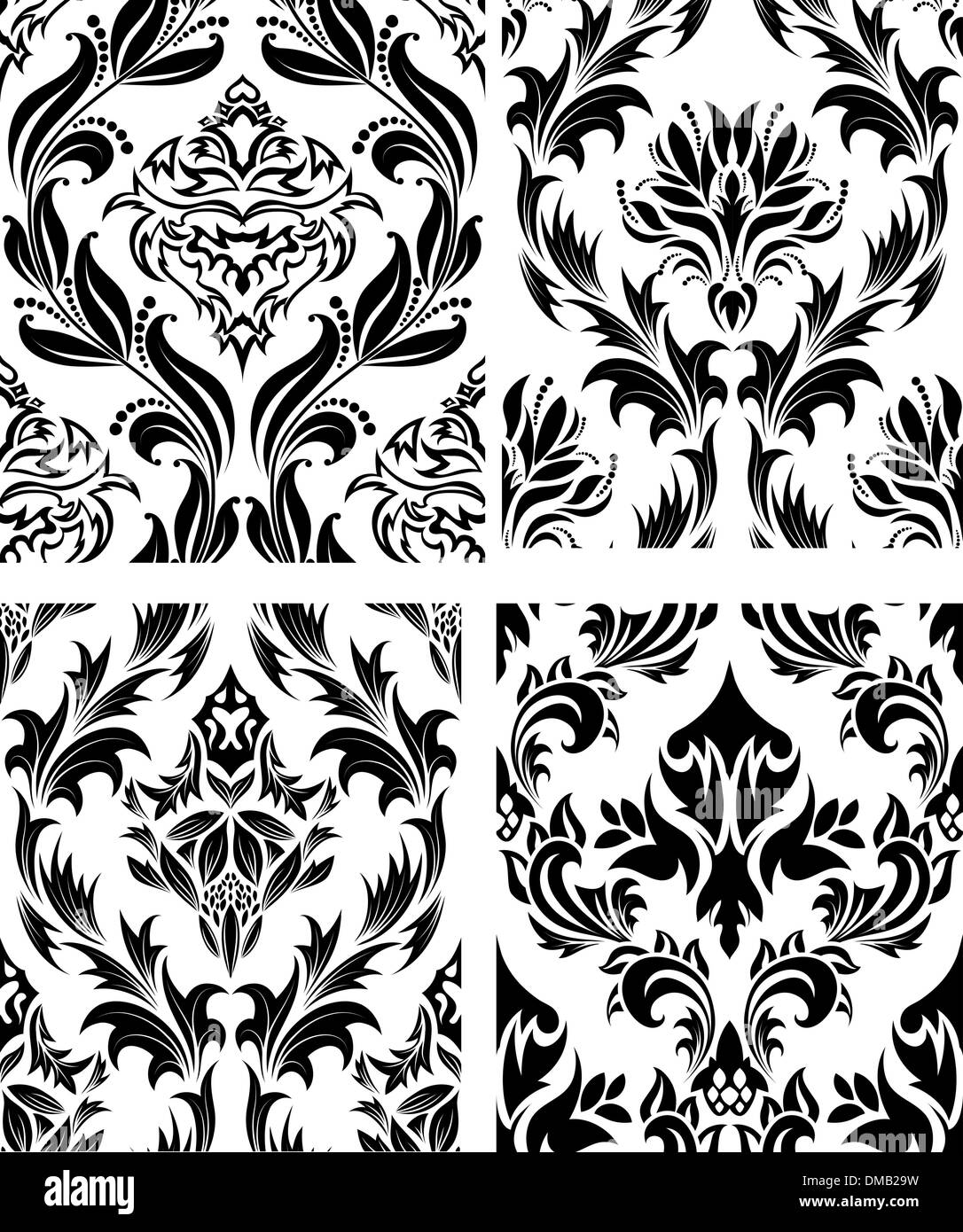 seamless damask patterns set Stock Vector Image & Art - Alamy