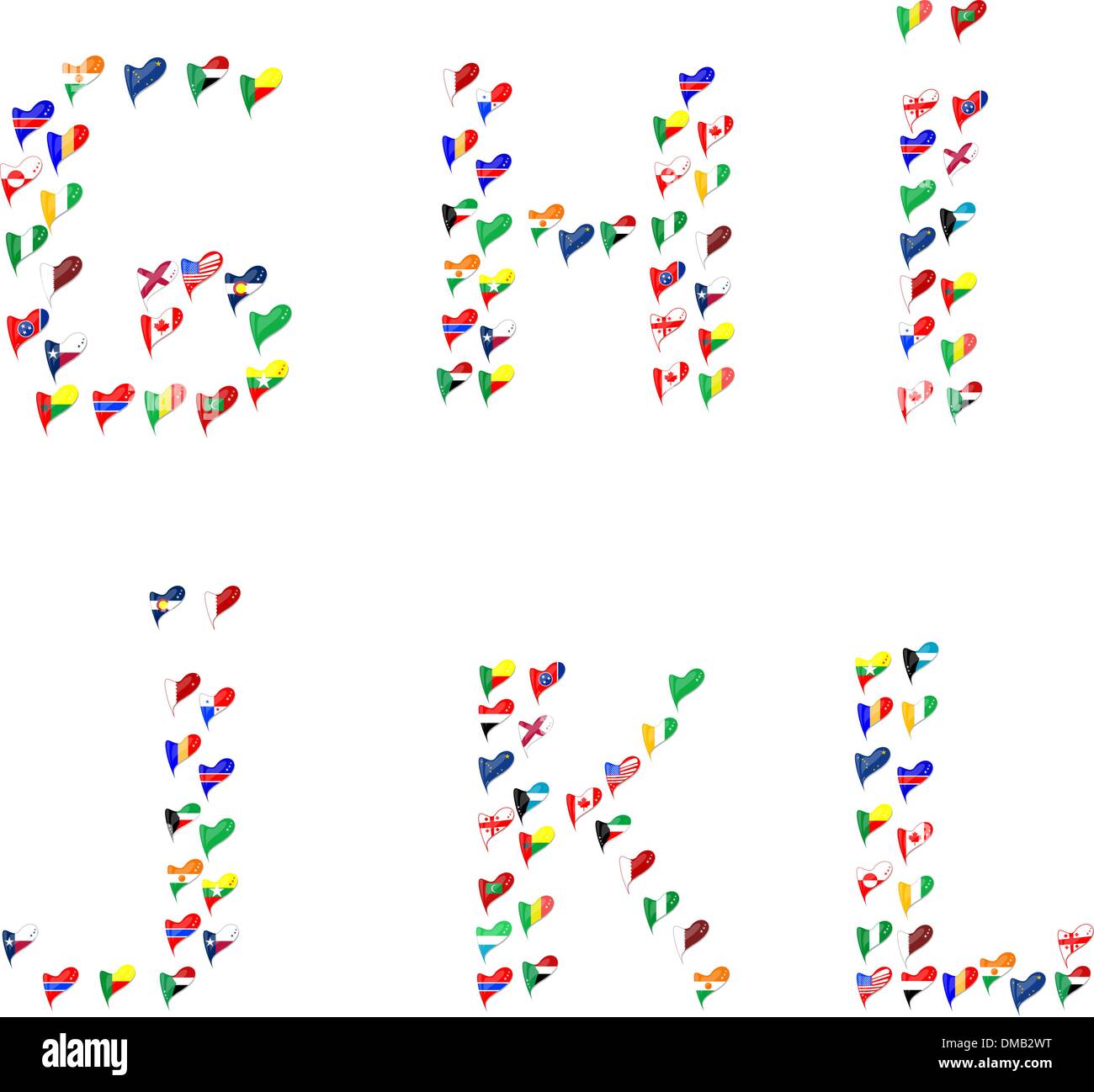 Alphabet letters made of flags in heart Stock Vector Image & Art - Alamy