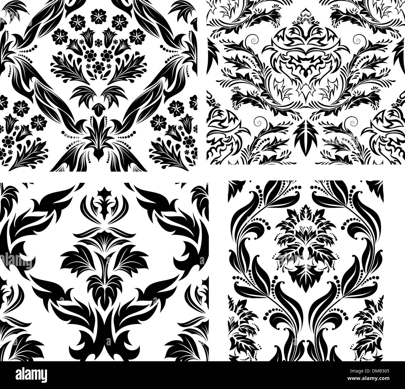 seamless damask patterns set Stock Vector Image & Art - Alamy