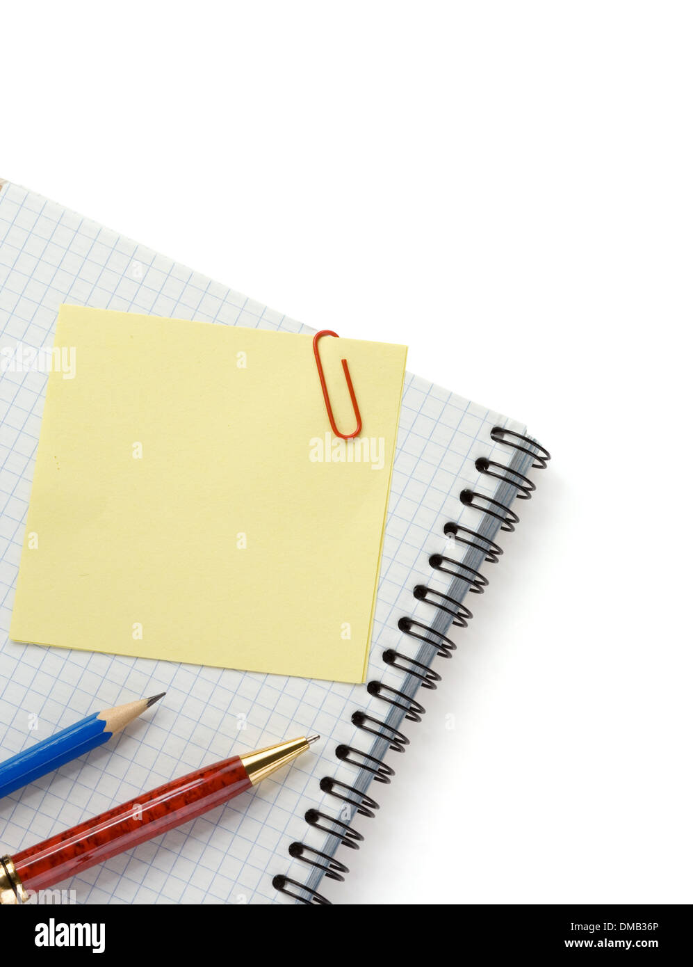 note paper and notebook isolated on white background Stock Photo - Alamy