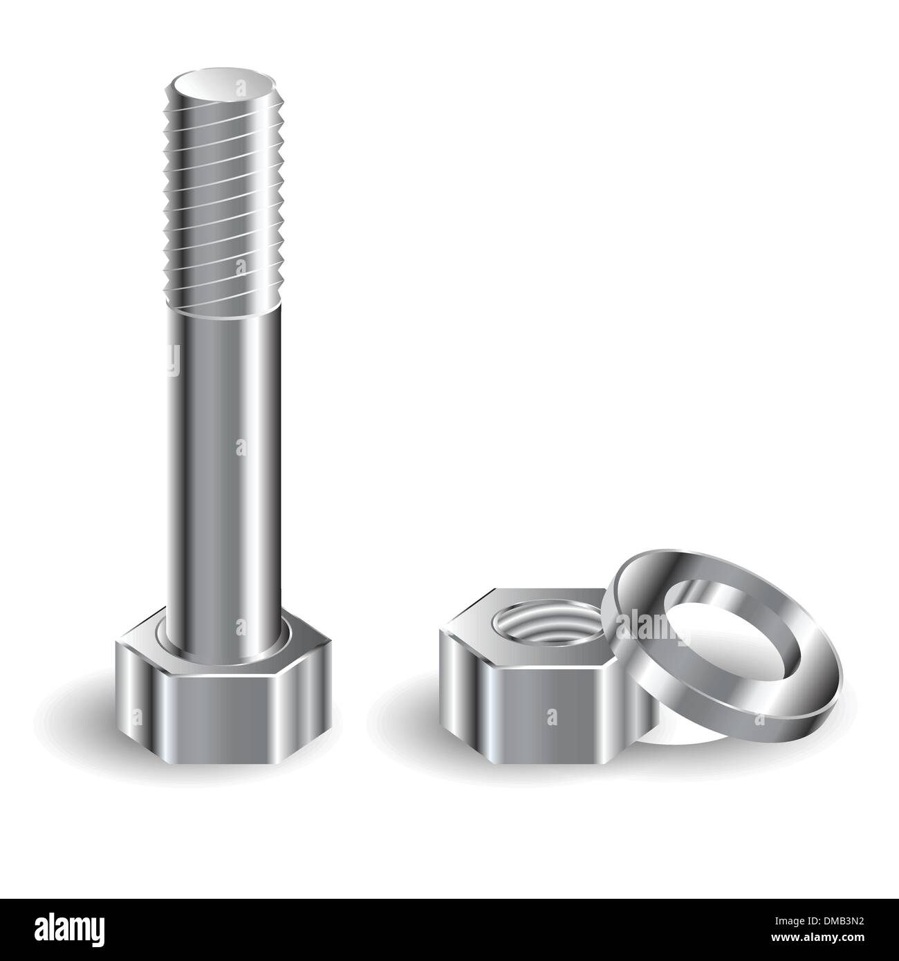 Screw with bolt on white background Stock Vector Images - Alamy