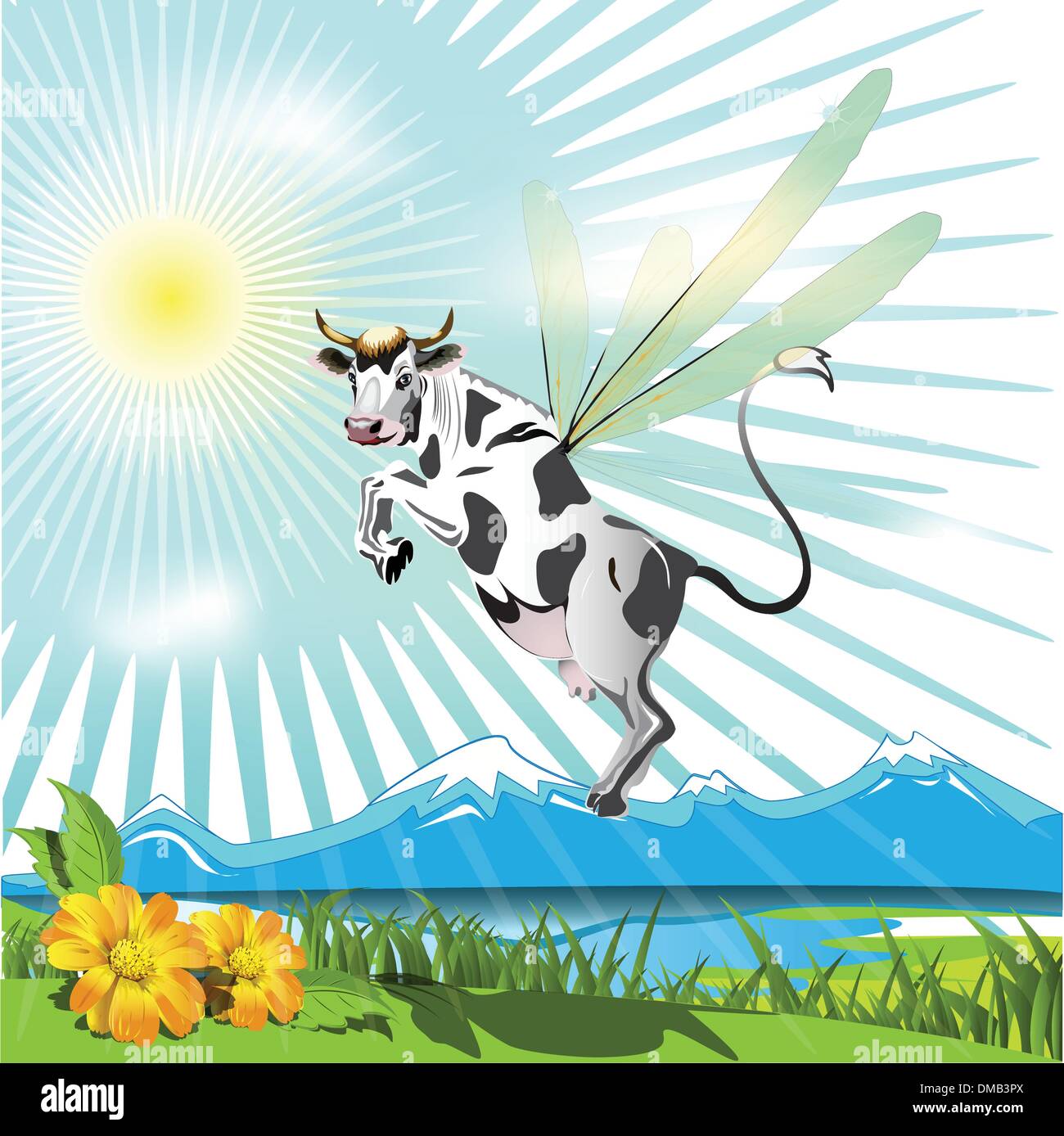 Flying cow Stock Vector Images - Alamy