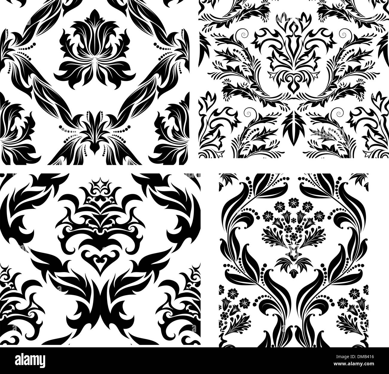 seamless damask patterns set Stock Vector Image & Art - Alamy