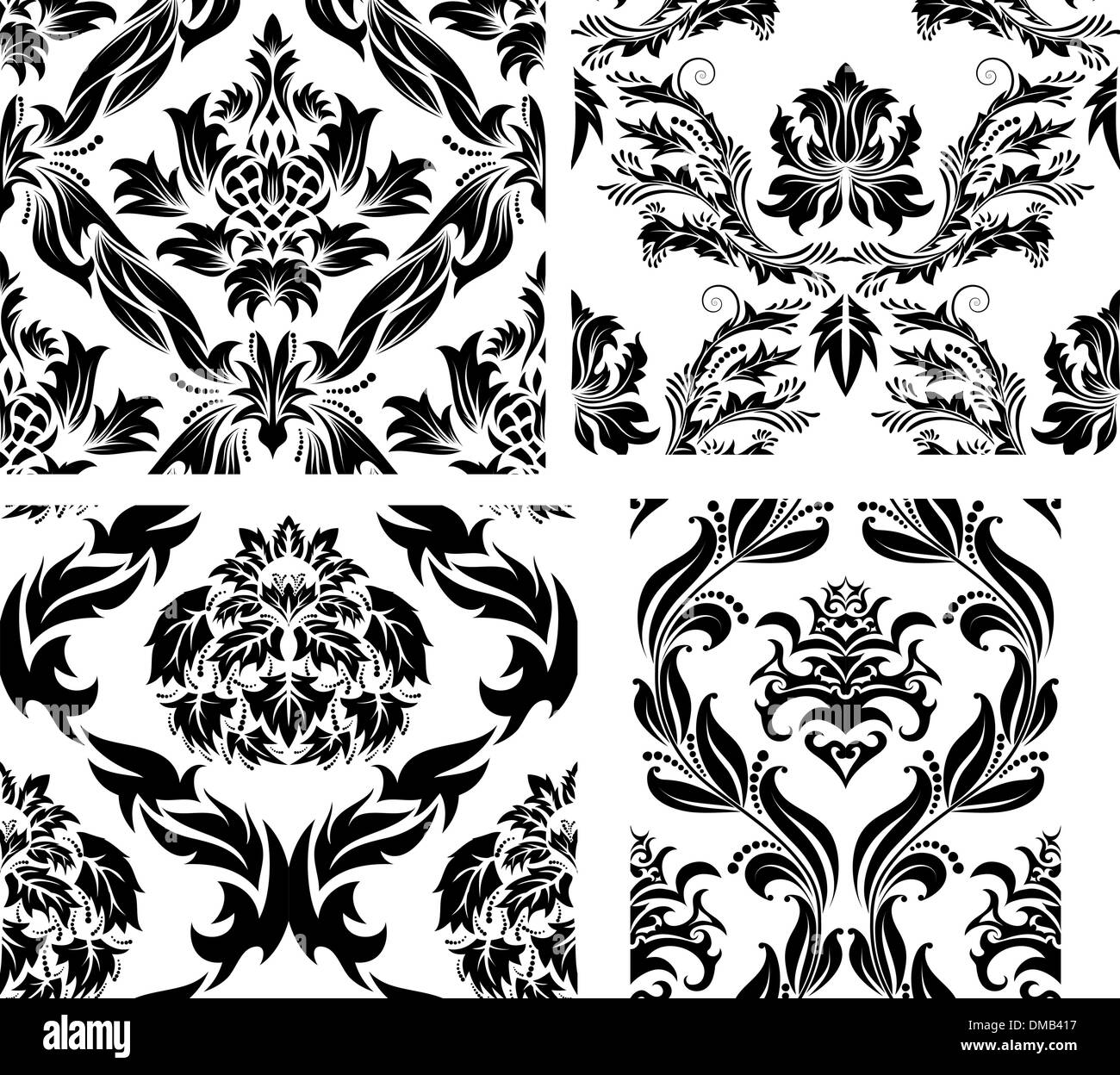 seamless damask patterns set Stock Vector Image & Art - Alamy