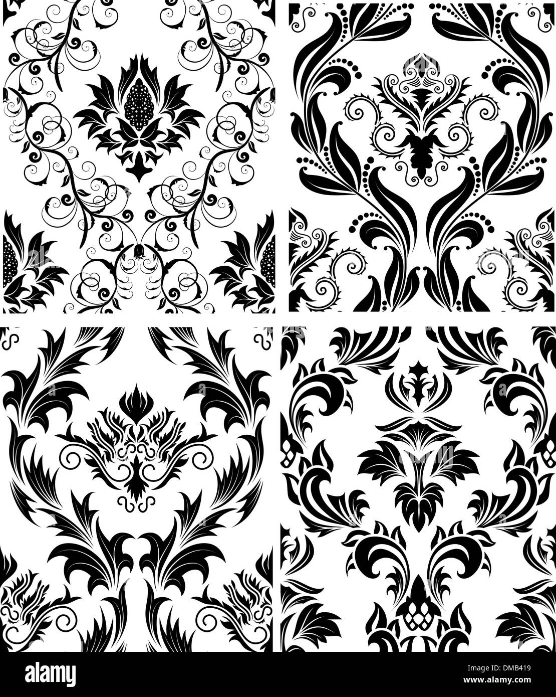 seamless damask patterns set Stock Vector Image & Art - Alamy