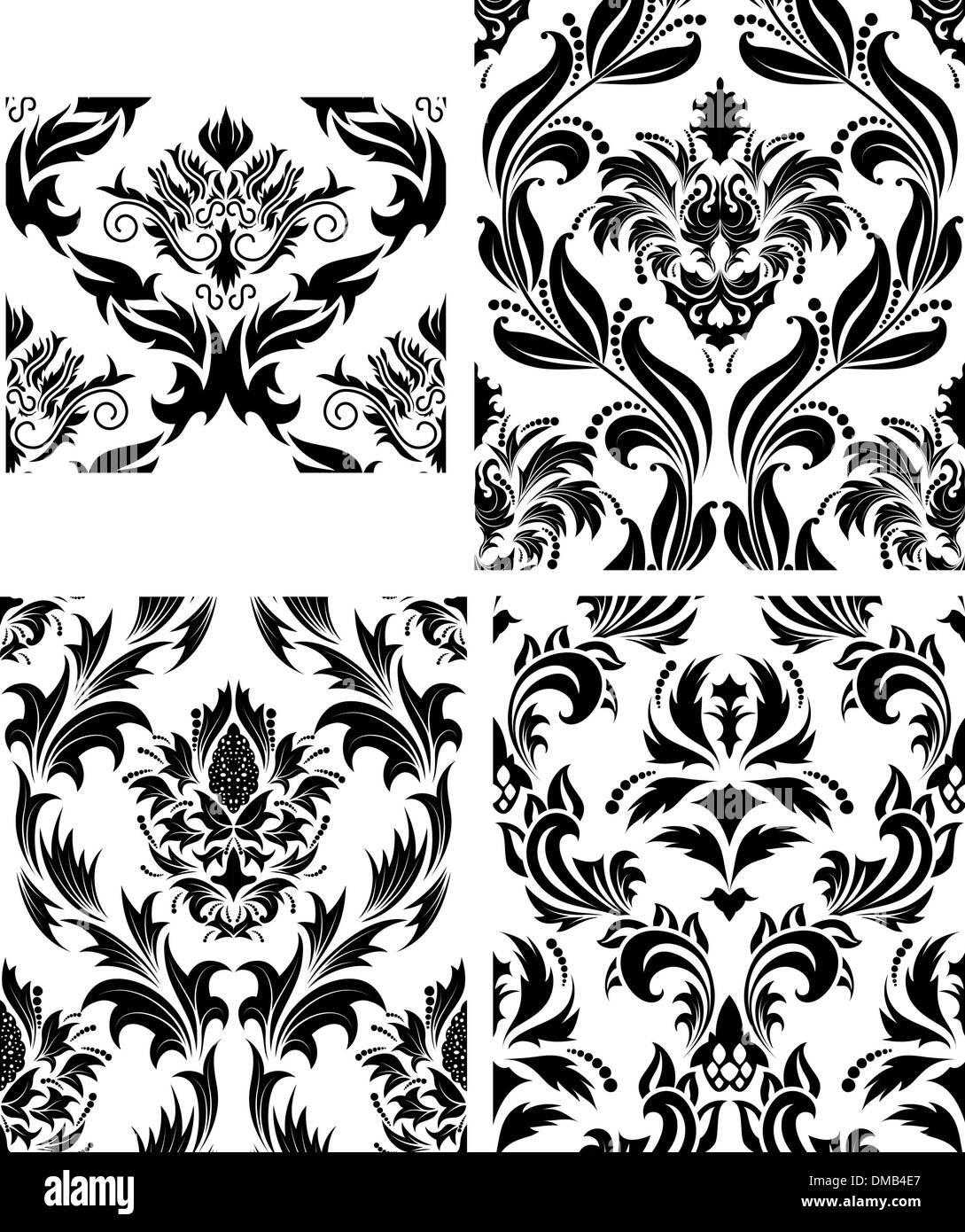 seamless damask patterns set Stock Vector Image & Art - Alamy