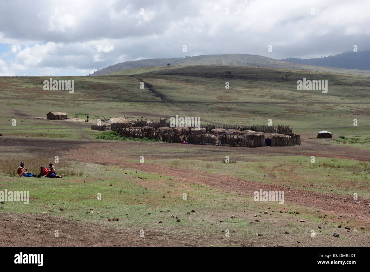 Maasai huts surrounded by Enkang barrier formed by a thick round 'fence ...