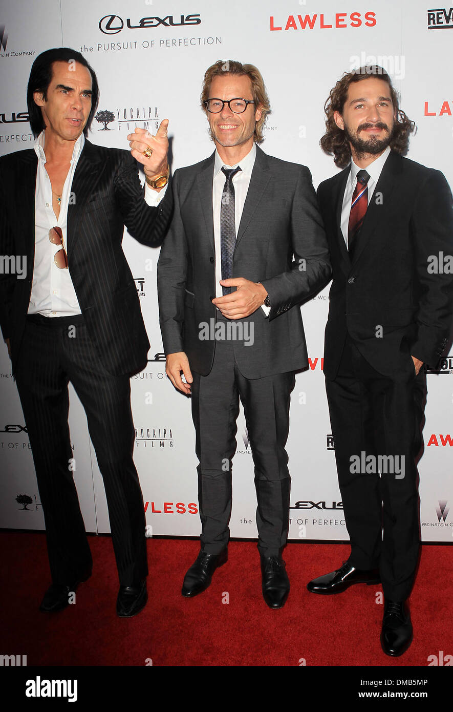 Nick Cave Guy Pearce Shia LaBeouf at premiere of 'Lawless' at ArcLight ...