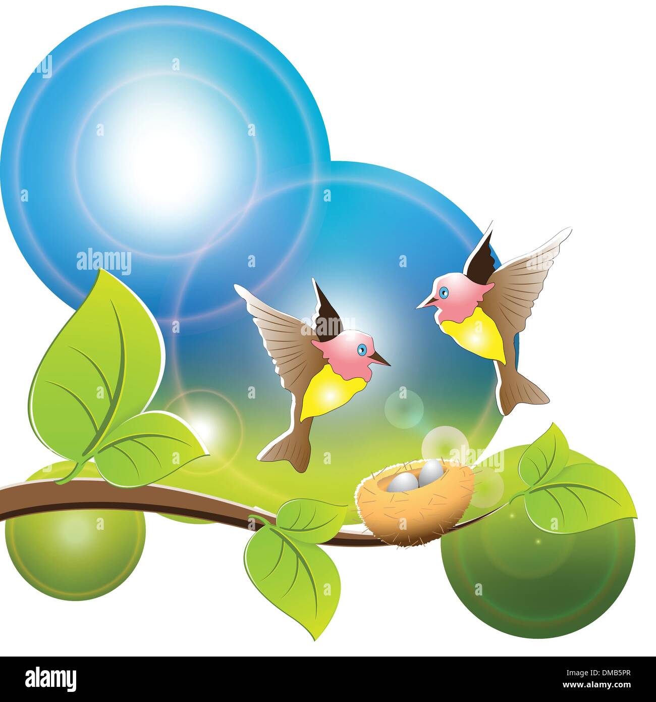 Birds nest on the tree Stock Vector Images - Alamy