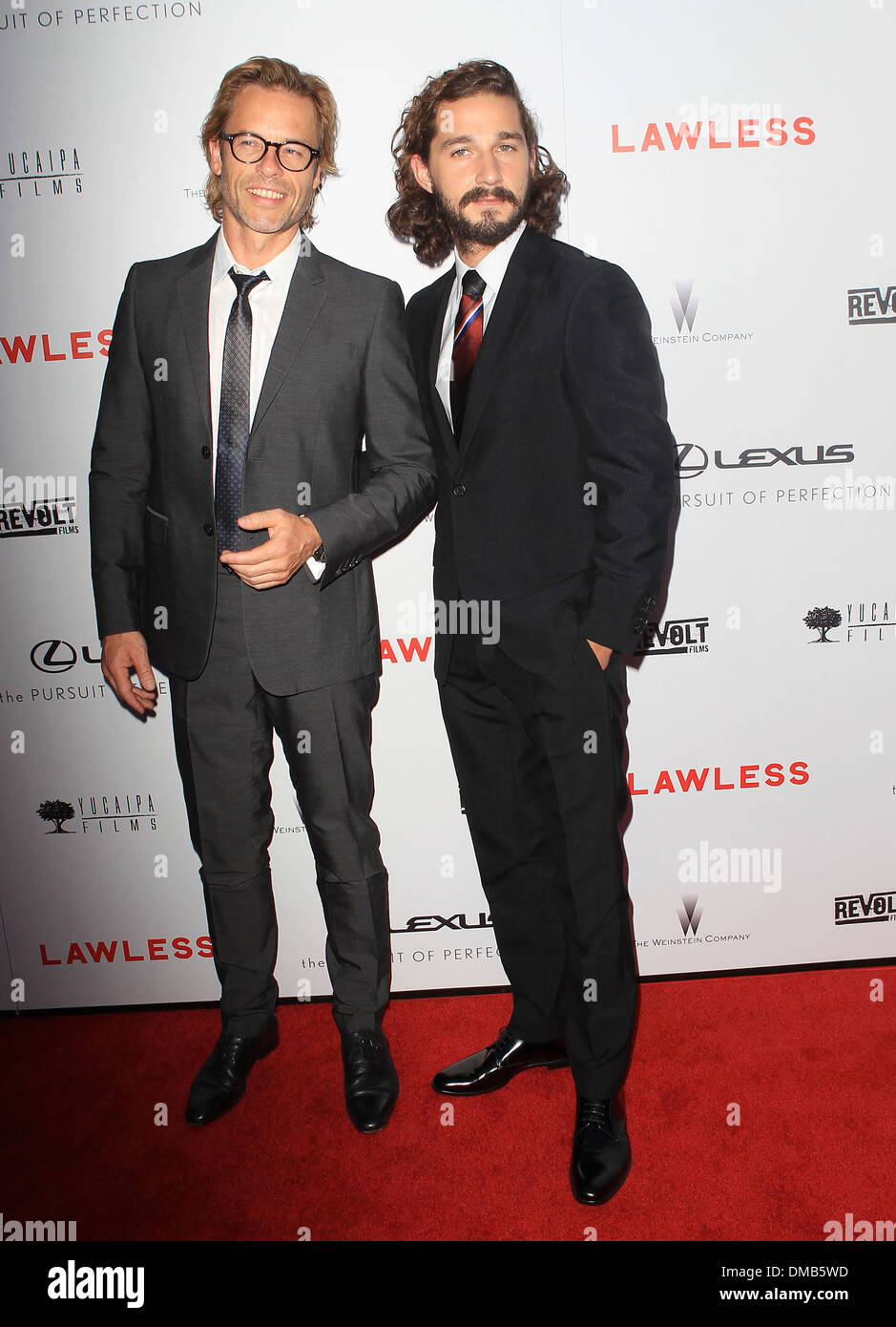 Guy Pearce Shia LaBeouf at premiere of 'Lawless' at ArcLight Cinemas ...