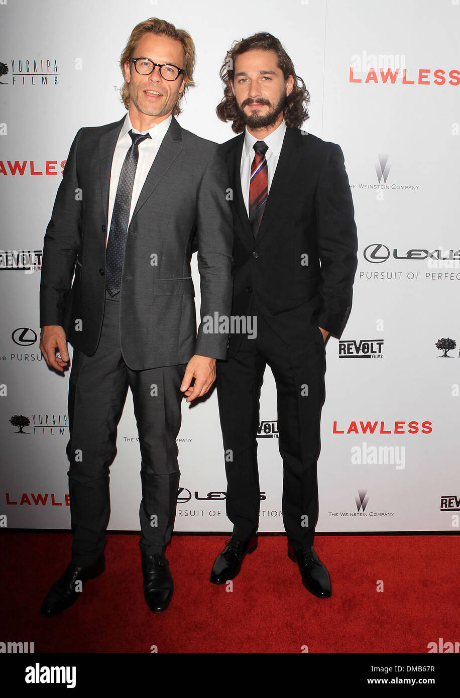 Guy Pearce Shia LaBeouf at premiere of 'Lawless' at ArcLight Cinemas ...