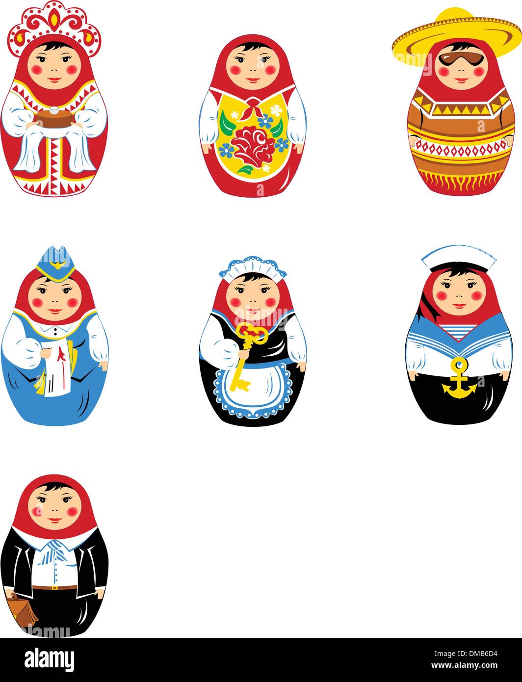 Russian dolls Matryoshka icon set Stock Vector Image & Art - Alamy