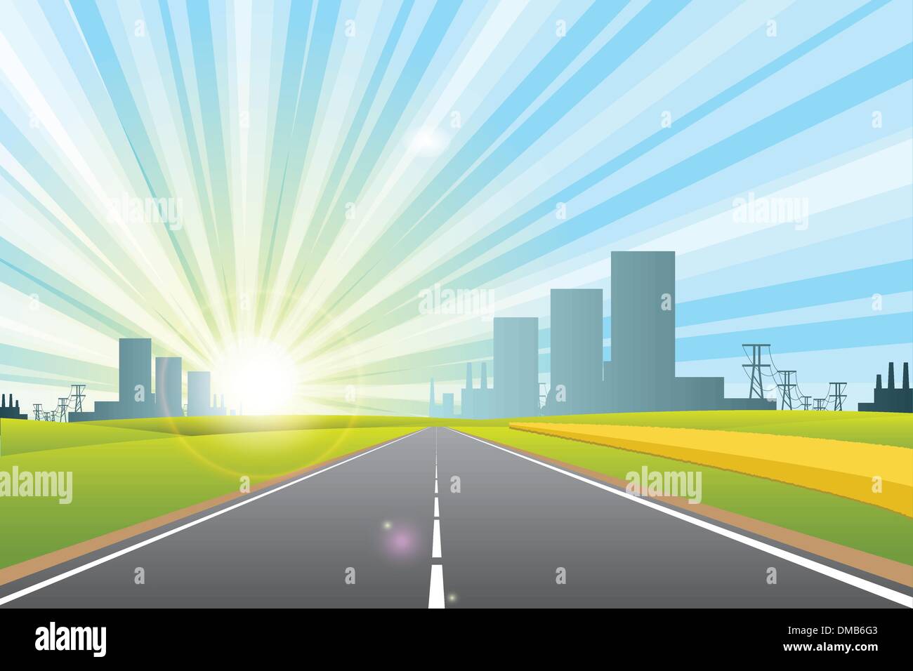 Long road in city Stock Vector Images - Alamy