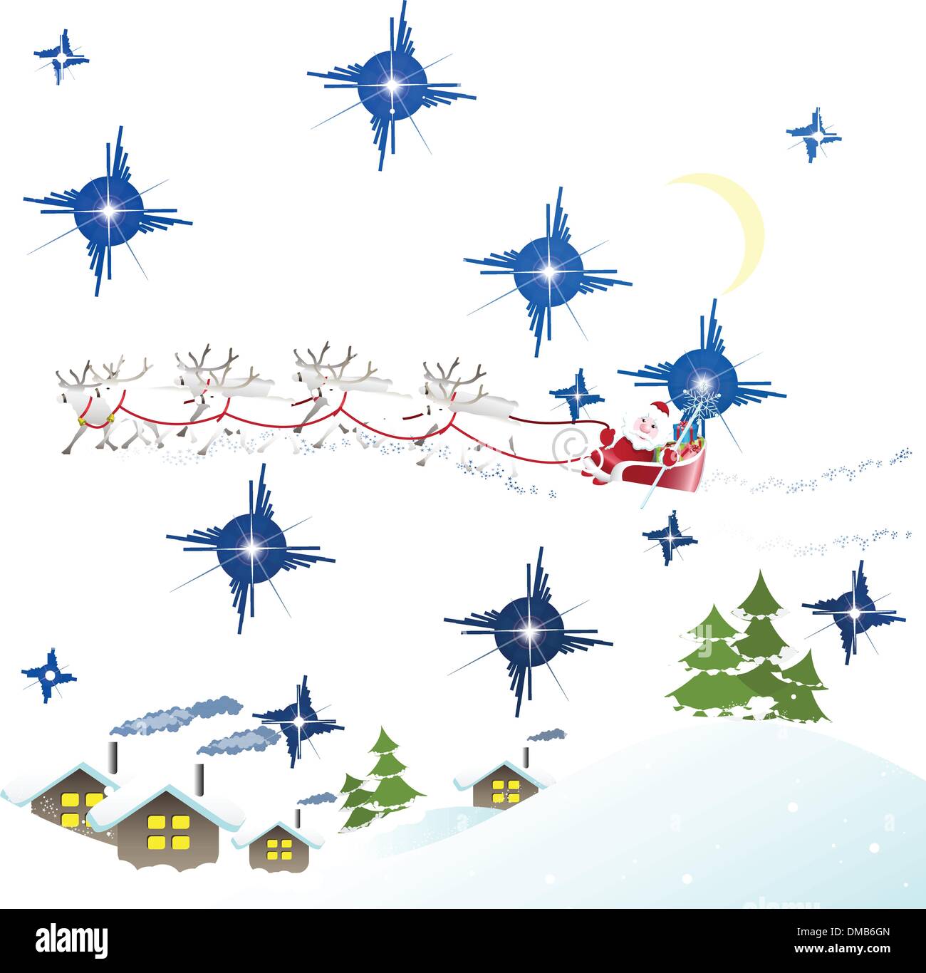 Vector santa claus deers hi-res stock photography and images - Alamy