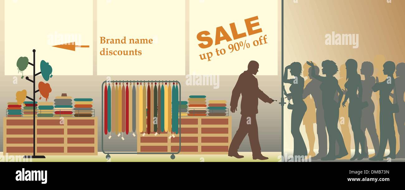 Store sale crowd Stock Vector Images - Alamy