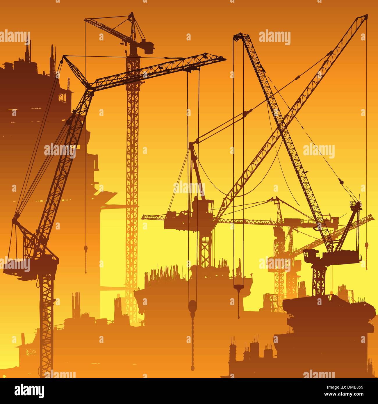 Tower Cranes Silhouette Stock Vector Images - Alamy