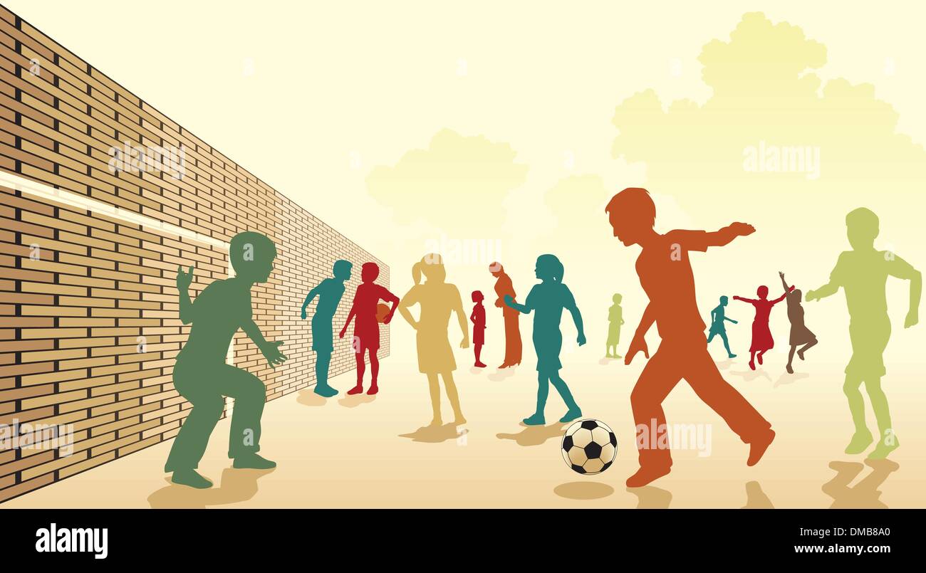 Children playing football vector vectors hi-res stock photography and ...