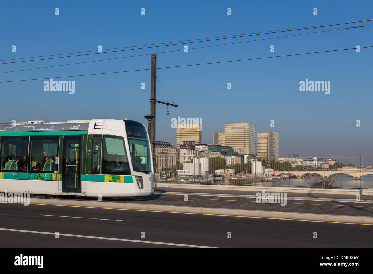 TRAMWAY, PONT NATIONAL BRIDGE AND THE NATIONAL LIBRARY OF FRANCE, THE ...