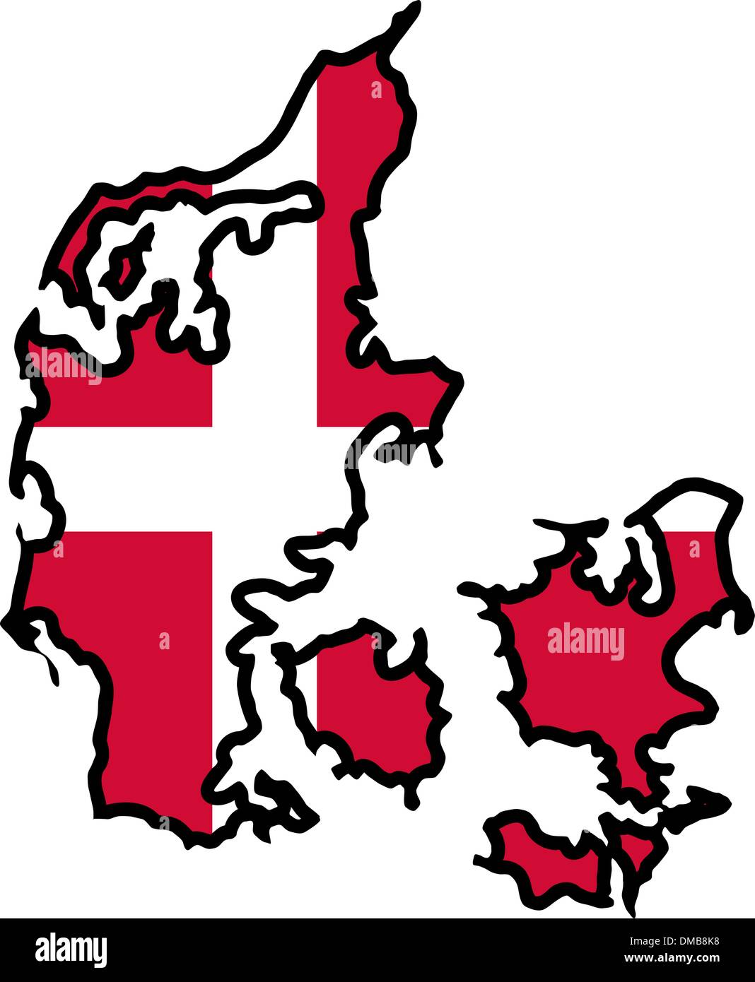 Illustration of flag in map of Denmark Stock Vector Image & Art - Alamy