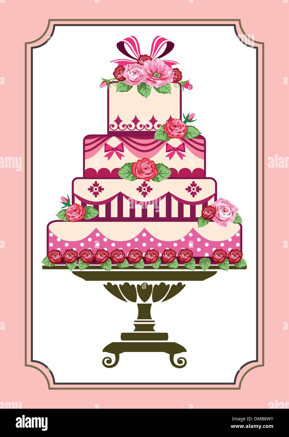 Wedding cake roses sweet Stock Vector Images - Alamy