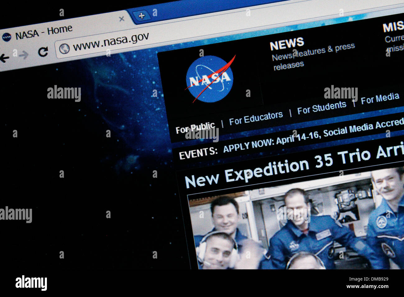 Website of the Nasa, Astronomy organization Stock Photo - Alamy