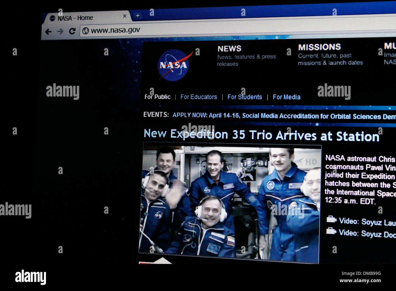Website of the Nasa, Astronomy organization Stock Photo - Alamy