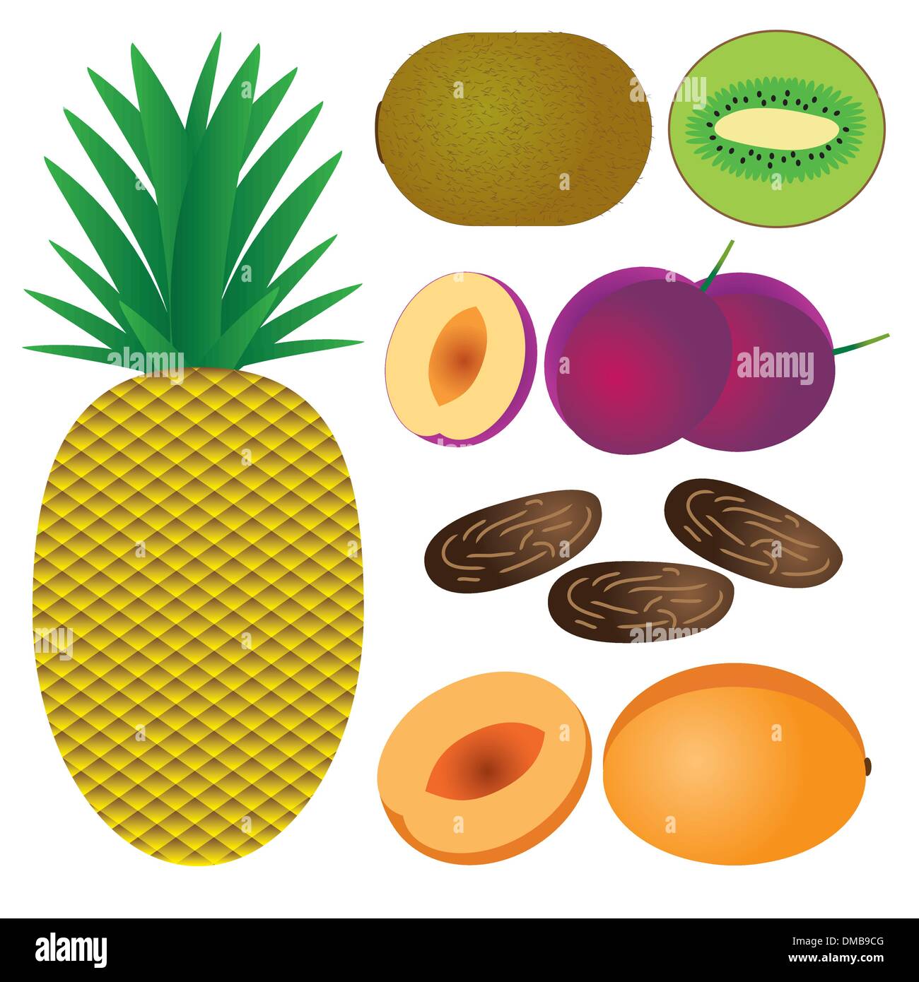 Isolated set fruits on Stock Vector Images - Alamy