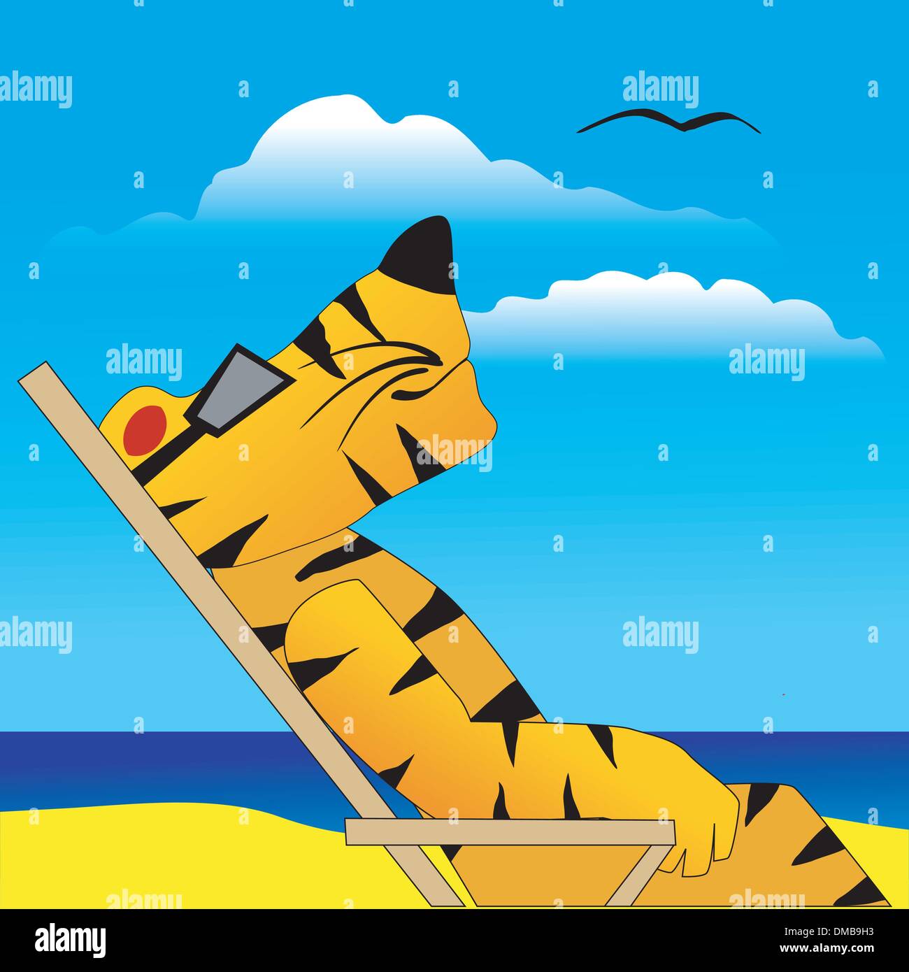 Funny character tiger on a beach Stock Vector Image & Art - Alamy