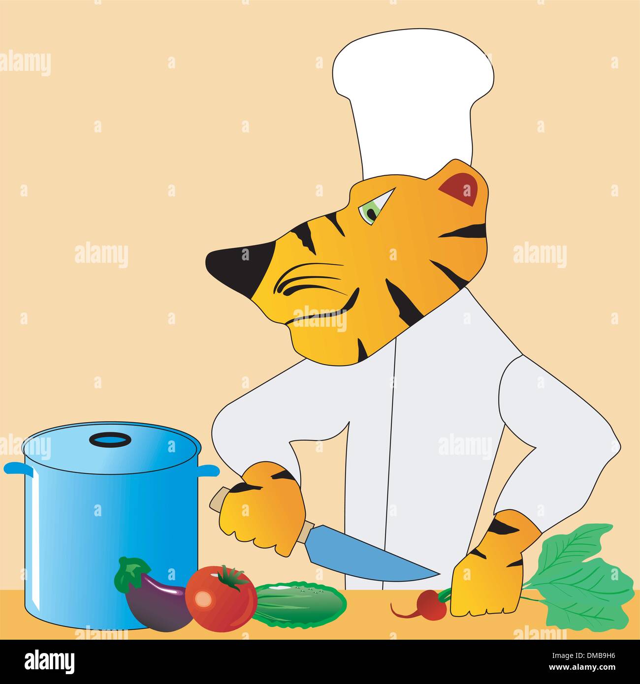Funny character tiger in the kitchen Stock Vector Image & Art - Alamy