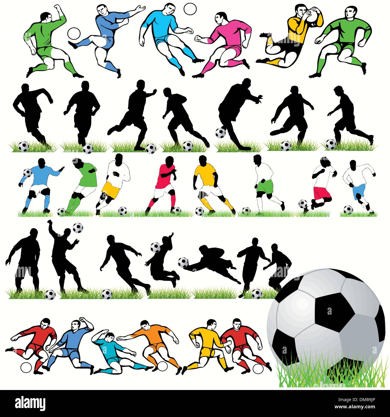 34 Football Players Silhouettes Set Stock Vector Image & Art - Alamy