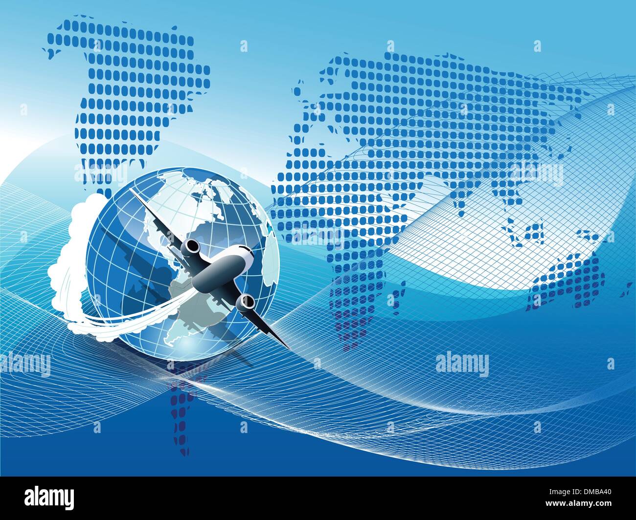 plane on blue globe Stock Vector Image & Art - Alamy